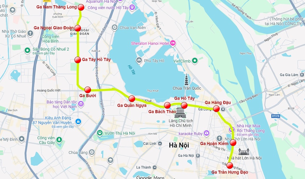 Tuyến Ga Metro số 2 Hà Nội (Nam Thăng Long – Trần Hưng Đạo)